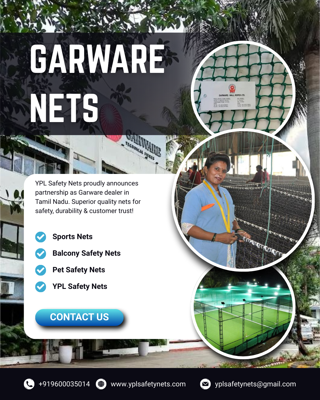 YPL Safety Nets - Garware Dealer Chennai | Turf & Sports Nets