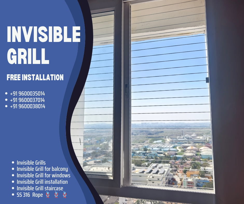 Stylish Stainless Steel Invisible Grill for Balcony | Ypl Safety Nets